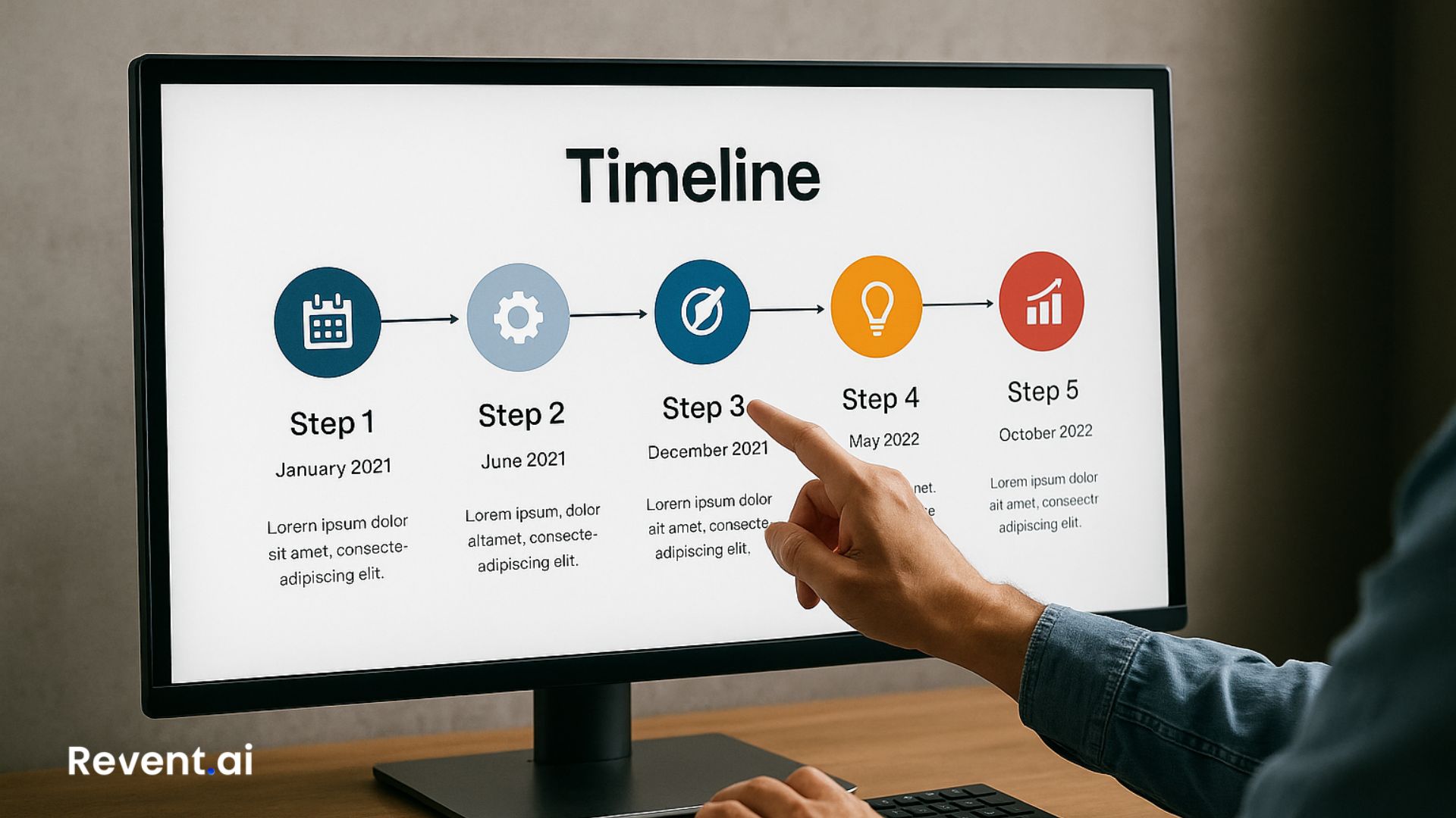 Create Timeline Infographic Slides from Text with Revent